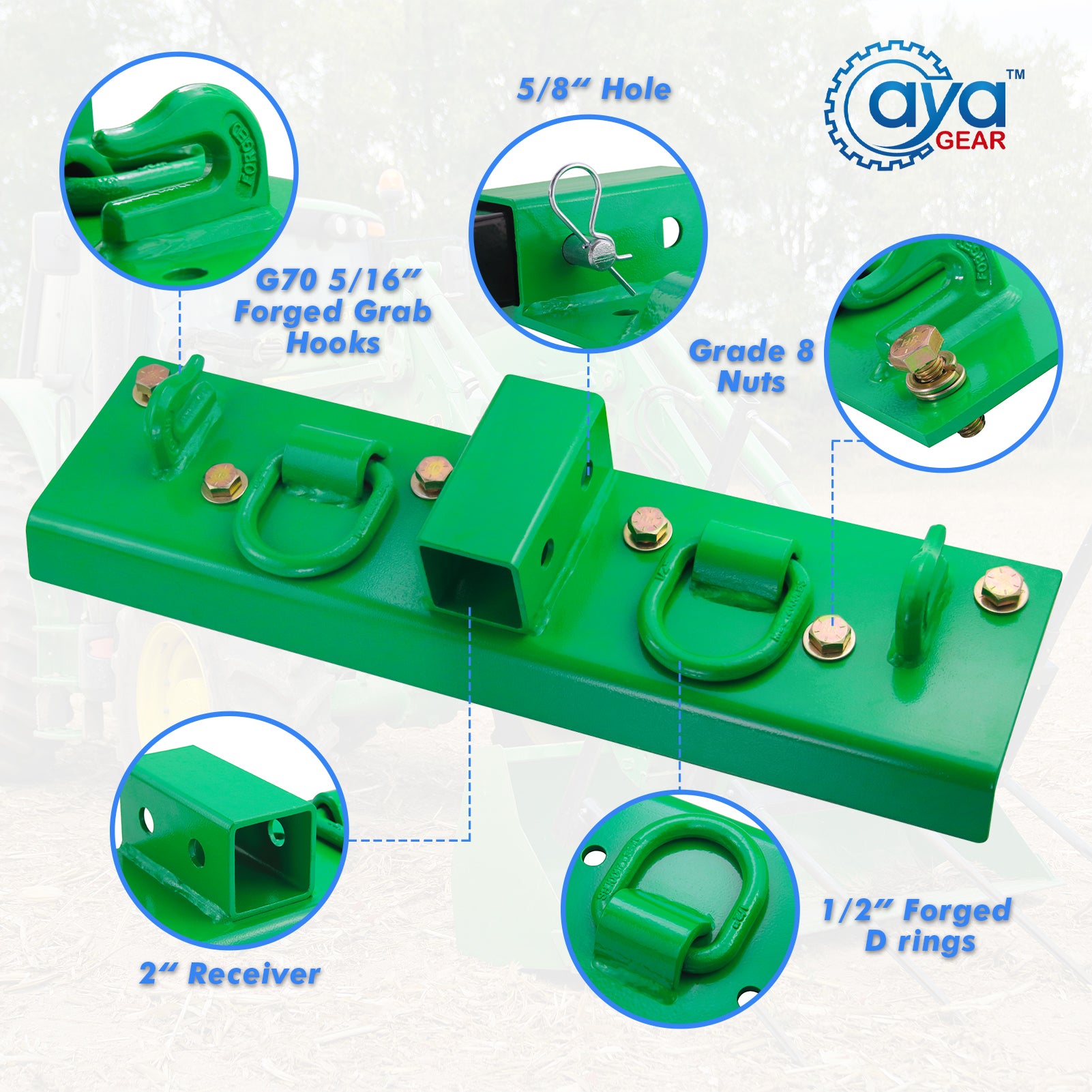 Tractor Bucket Hooks Bolt On Grab Hooks and D Ring – ayagear