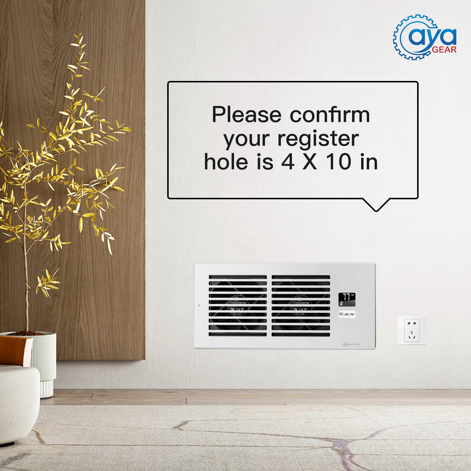 Register Booster Fan, Fits 4” x 10” Register Holes – ayagear