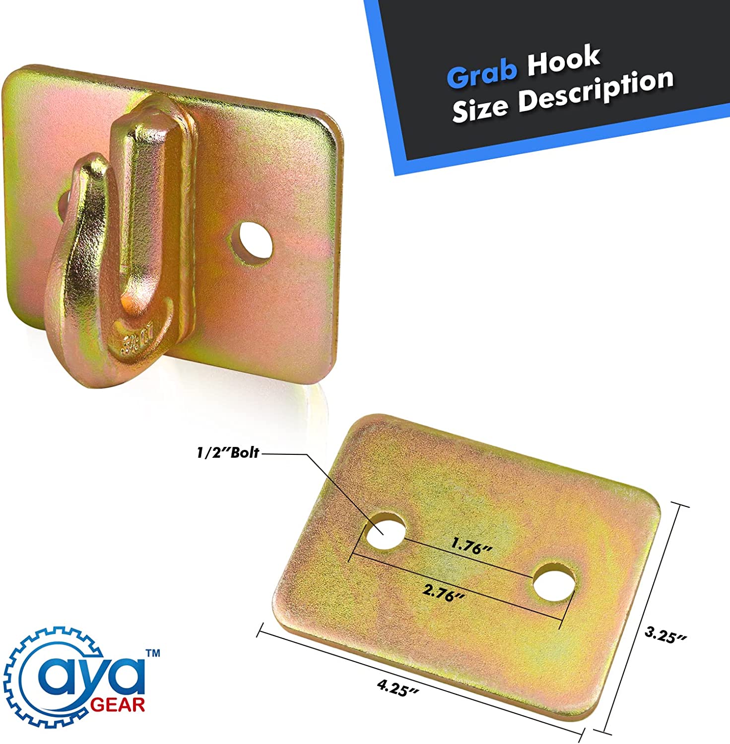 Tractor Bucket Grab Hook, Max 154,000 lbs, GOLD – ayagear