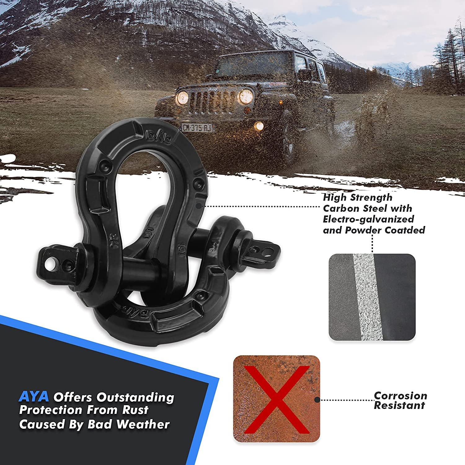 3/4" D Ring Shackles, 77,000 lbs Capacity – ayagear